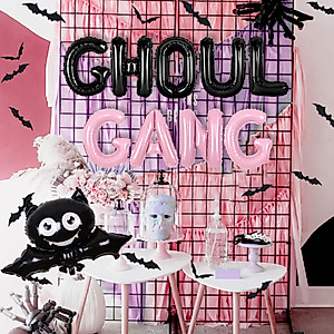 Wonmelody Halloween Ghoul Gang Birthday Party Decor for Girls Pink Black Halloween Theme Birthday Supplies Kids Halloween Party Decor with Ghoul Gang Banner Ghost and Bats for Bachelorette Party Girl