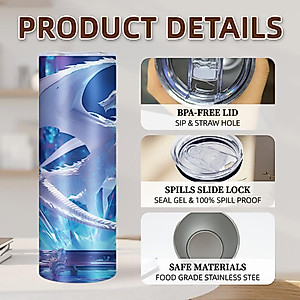 MoYueno Dragon Stuff, Slim Dragon Tumbler with Lid & Straw & Brush, Drake Cup, Loong Gifts for Men Animal Lovers, Loong Gift for Birthday, Blue & 20 Oz