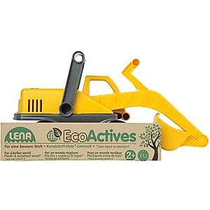 ksmtoys Lena Eco Active Toy Excavator Truck is a Eco Friendly BPA and Phthalates Free Biodegradable Green Toy Manufactured from Food Grade Resin and Wood, Yellow, 11x8x6