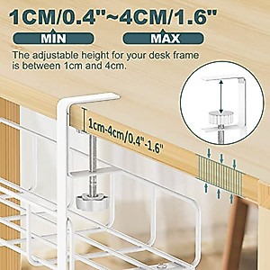 Under Desk Cable Management Tray, 15.7'' White No Drill Steel Desk Cable Organizers, Wire Management Tray Cable Management Rack, Desk Cable Tray with Wire Organizer and Desk Cord Organizer