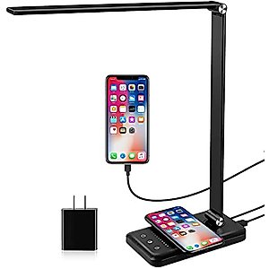 Enwar LED Desk Lamp| Multifunctional Touch Lamp| Wireless Charging Pad| 5 Lighting Modes with 5 Brightness Levels| Touch Control Dimmer |30/60 min Timer| Desk Lights for Home, Office, Bedroom