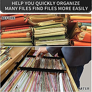 6 Pcs Front to Back Rails Lateral Drawer Hanging File Bar Black File Cabinet Rails Stainless Steel File Cabinet Parts for Sides Letter Size File Folders Storage Organizer, 15.76 Inches Long