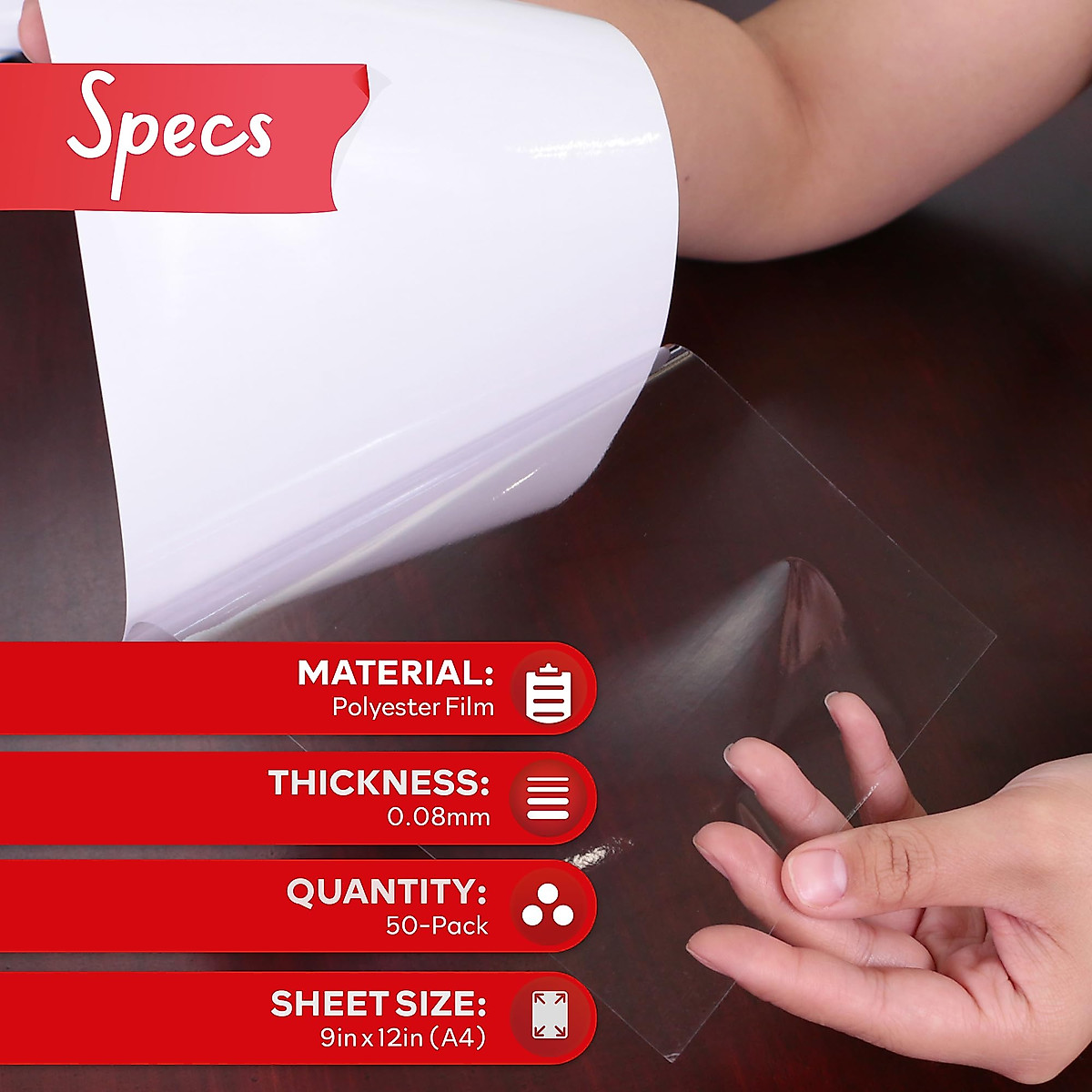 XFasten Self-Adhesive Laminating Sheets, 9 x 12 Inches (50-Pack), 4.76 Thickness