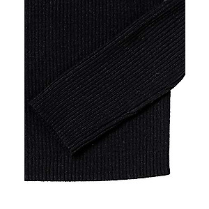 Amazon Essentials Women's Lightweight Ribbed Long-Sleeve Boat Neck Slim-Fit Sweater, Black, Small