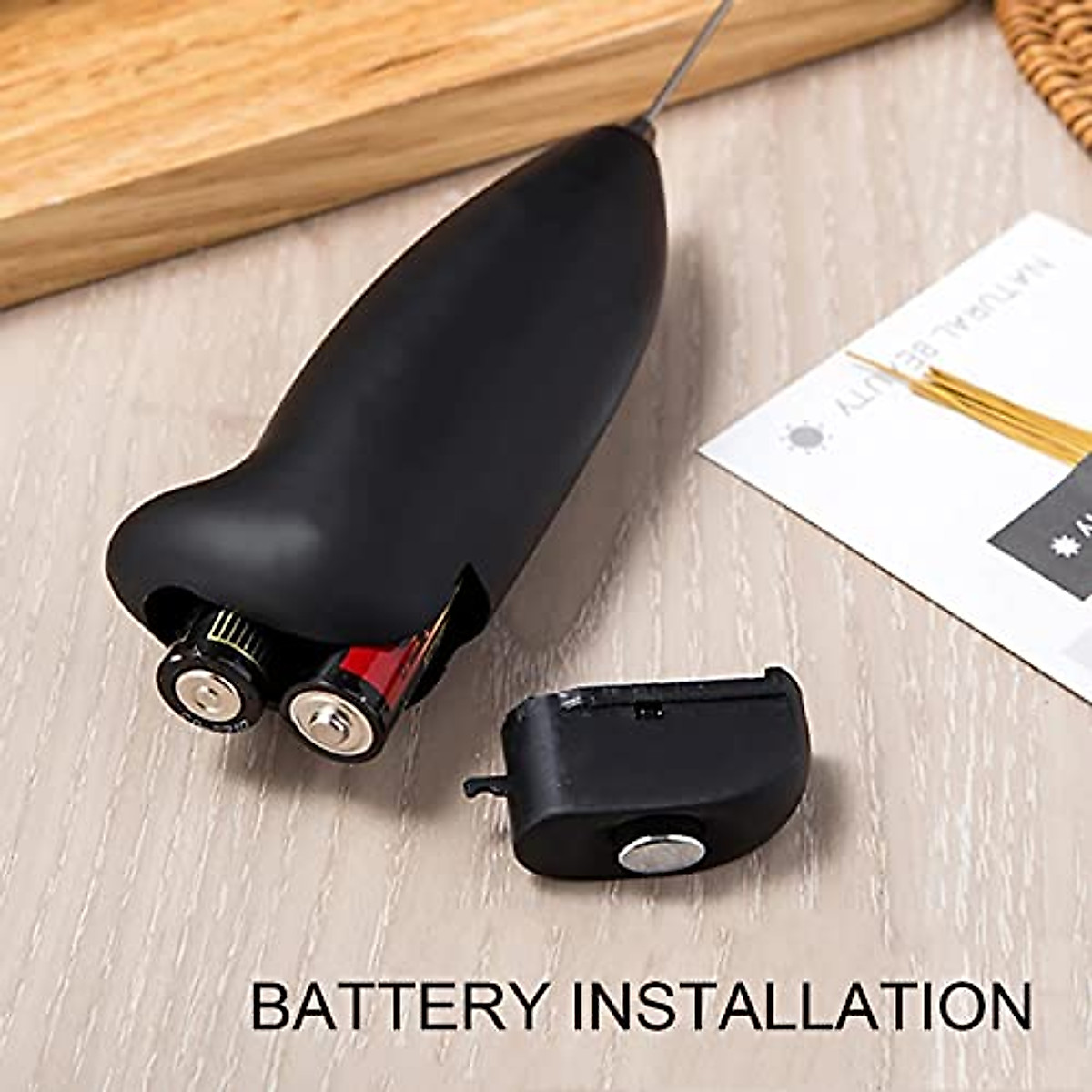 Milk Frother With Stand, Handheld Egg Mixer Whisk, Milk Foamer Frother, Mini Blender for Coffee, Coffee, Frappe, Latte, Matcha, Budget - Blue