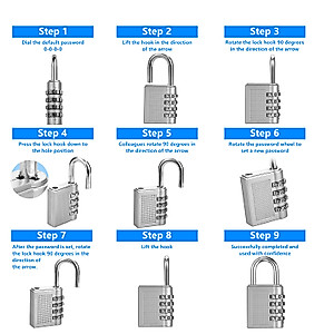 QIOJIRMU Combination Lock with Braided Steel Cable, 4 Digit Combination Password, Rustproof and Waterproof, Ideal for Luggage, Sports Locker, Toolbox, Fence, Case, and More