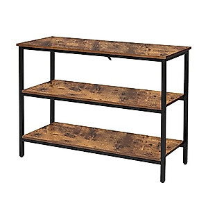 WEENFON Narrow Console Table, 39.4”Long Sofa Table, 3 Tier Entryway Table, Living Room Tables,Rustic Entrance Table for Hallway, Corridor,Kitchen, stairwell,Steel Frame, Rustic Brown