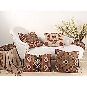 SARO LIFESTYLE 571.M20S 1-Piece Kilim Design Pillow Set, 20-Inch, Multicolor, Square