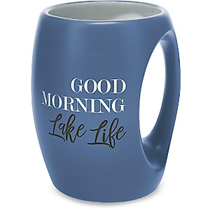 Pavilion Gift Company - 10519 Pavilion Gift Company Blue Huggable Hand Warming 16 oz Coffee Cup Mug Good Morning Lake Life