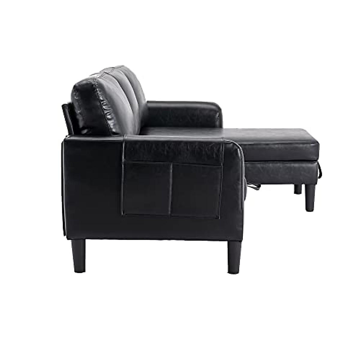 Eafurn 3 Seater Sectional Chaise Lounge and Storage,L Shaped Convertible Pull Out Bed,Comfy Velvet Upholstery Corner Sofa & Couches Button Tufted Living Room Furniture Sets, Black Soft 72.44"