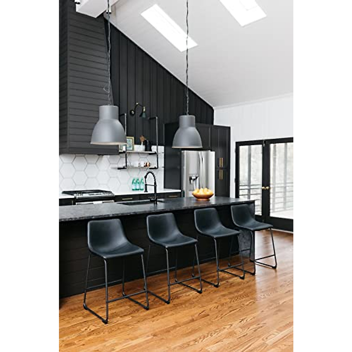 Signature Design by Ashley Centiar 24" Counter Height Modern Bucket Barstool, 2 Count, Black