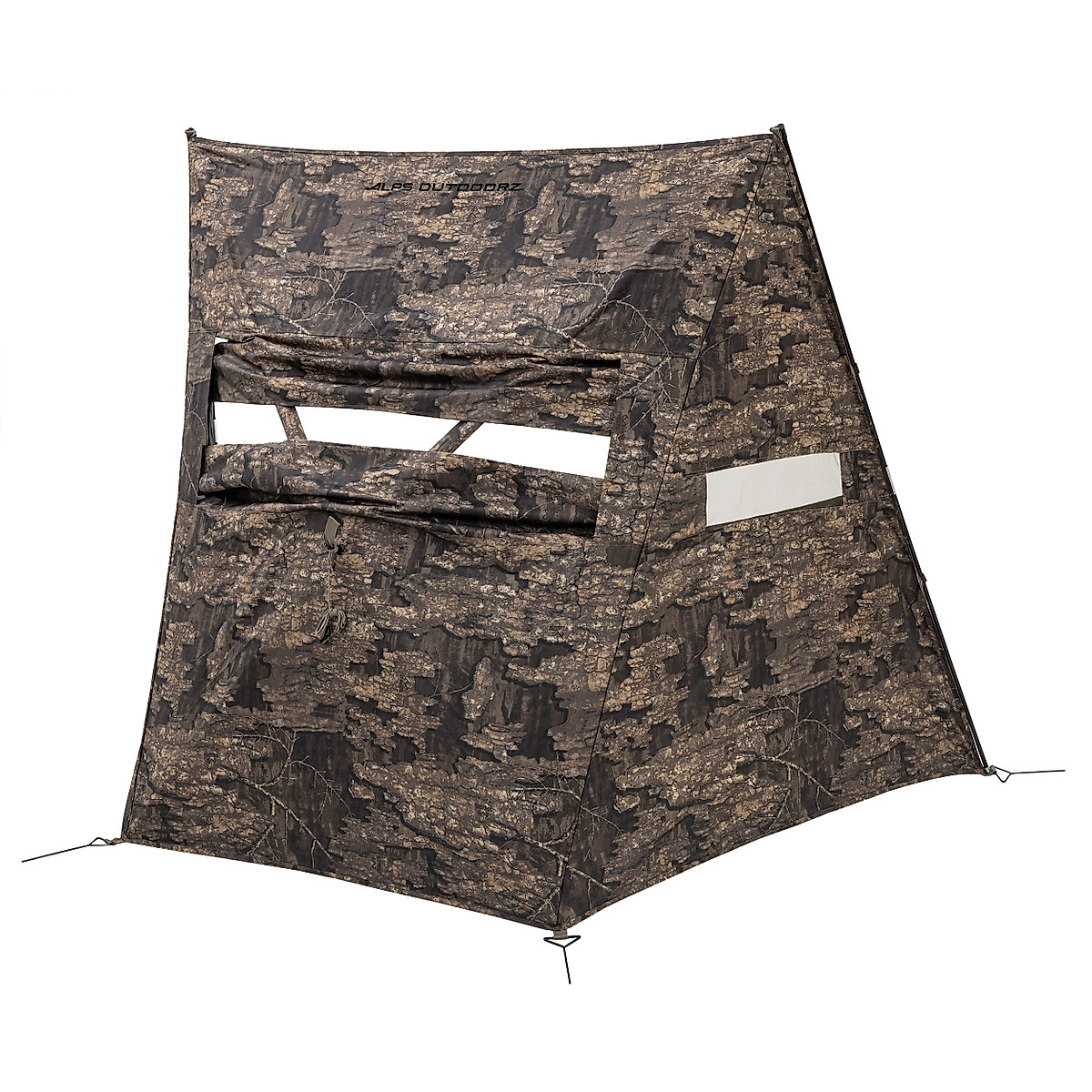 ALPS OutdoorZ Dash Camo Panel Hunting Blind with Hybrid 2 Person Ground Pop Up Design for Quick Deployment, Wide Window, and Interior Mesh Pocket, Realtree Timber