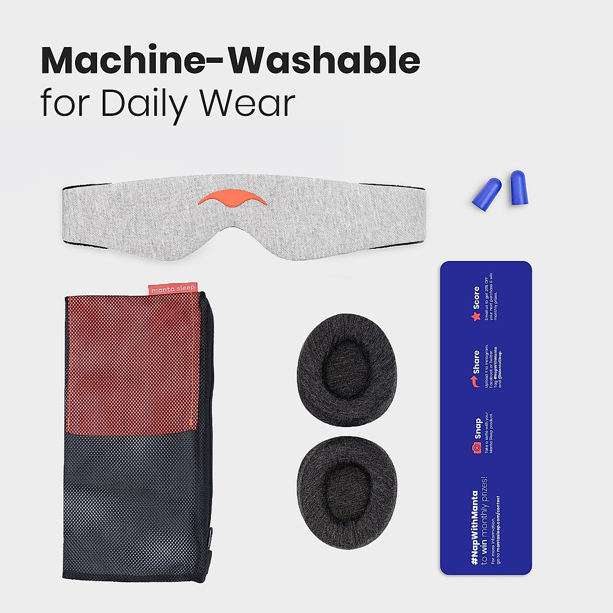 Manta Sleep Mask - 100% Light Blocking Eye Mask, Adjustable Sleeping Mask with Detachable Eye Cups, Ultra Comfortable for Women & Men, Zero Pressure on Lashes, Perfect for Deep Rest/Travel/Shift Work