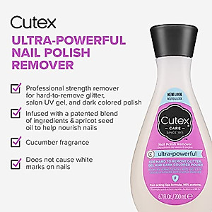 Gel Nail Polish Remover by Cutex, Ultra-Powerful & Removes Glitter and Dark Colored Paints, Paraben Free, 6.76 Fl Oz