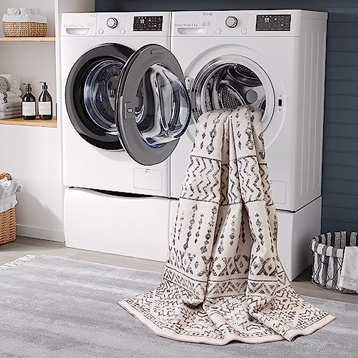 Art&Tuft 3x5 Rug, Super Soft Ultra-Thin Moroccan Washable Rug, Anti-Slip Backing Rugs for Living Room, Foldable Geometric Machine Washable Area Rug(3'x5', Ivory)