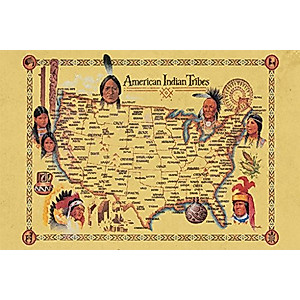Native American Art Decor Tribes Map Posters Wall Art Posters for Classroom Education Heritage Month Decorations Cultural History Cool Wall Decor Art Print Poster 18x12