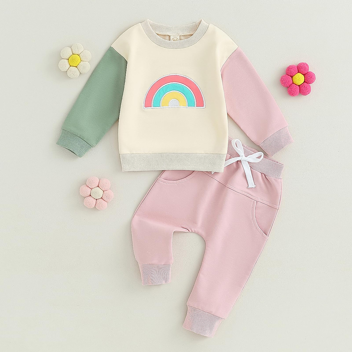 Thorn Tree Newborn Baby Girls Clothes Cotton Suit Cute Baby Kid Infant Toddler Play Wear Rainbow Outfits