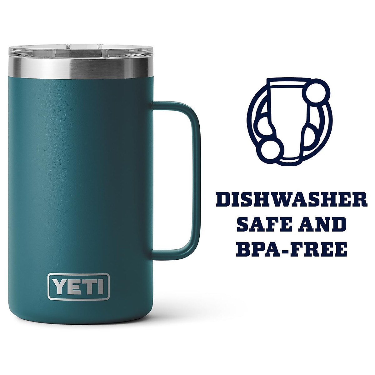 YETI Rambler 24 oz Mug, Vacuum Insulated, Stainless Steel with MagSlider Lid, Agave Teal