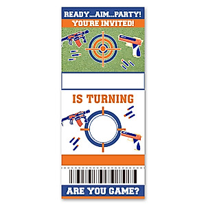 VAHATAN Dart War Birthday Party Invitations 20 Pack Dart War Ticket Invitations with Envelopes Invites Cards for Birthday Party