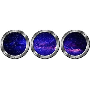 VWAQ - Spaceship Window Wall Decals for Kids Rooms, Outer Space Window Galaxy Wall Stickers -SPW27 (Silver, 24" Diameter)