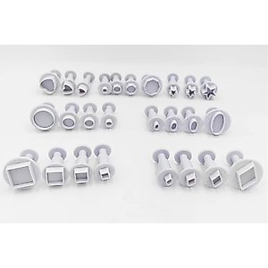 Gobaker 26pcs Plunger Cutters Fondant Cookie Cutters Sugarcraft Cake Decorating Tools, Square/Round/Diamond/Octagon/Heart/Oval/Star