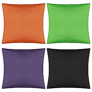 yeabwps Pack of 4 Decorative Outdoor Waterproof Throw Pillow Covers Square Garden Cushion Cases for Patio, Couch, Tent and Sofa, 18 x 18 Inches,(Orange, Black, Green, Purple)
