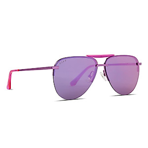 DIFF Tahoe Oversized Aviator Sunglasses for Women UV400 Protection, Pink Rush Metallic + Pink Rush Mirror