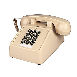 TelPal Landline Phones for Home Office Hotel School Corded Single Line Heavy Desktop Basic Telephone for Seniors Retro Classic Old Fashion Movie Decor Telephones with Loud Metal Bell Ringer (Ivory)