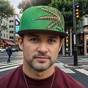 Popfizzy Men’s Weed Hat, Pot Leaf Hats, Marijuana Mesh Snapback Cap, Cannabis Baseball Caps, Weed Gifts for Stoners