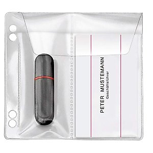 VELOFLEX 4377100 USB Memory Stick Sleeves for Filing/PVC Film 10 x 10 cm/Business Card Sleeves Transparent Pack of 100