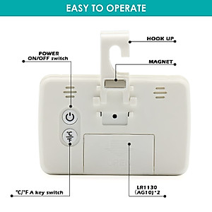 6 Pack Digital Refrigerator Thermometer, Waterproof Freezer Room Thermometer,High Precision Fridge Alarm Thermometer with Hook for Kitchen Home,°C/°F Convertible