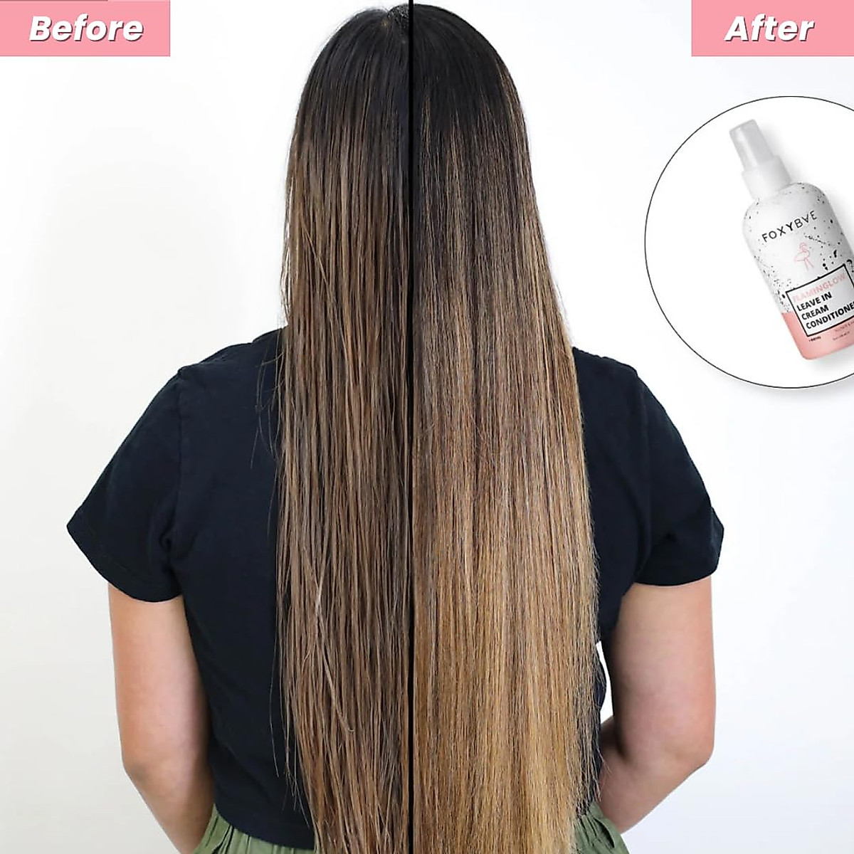 FoxyBae Leave In Conditioner Spray - with Biotin - Hair Detangler for Dryness & Damage - Hydrating, Conditioning, Detangling - Flaminglow - 8 Fl Oz