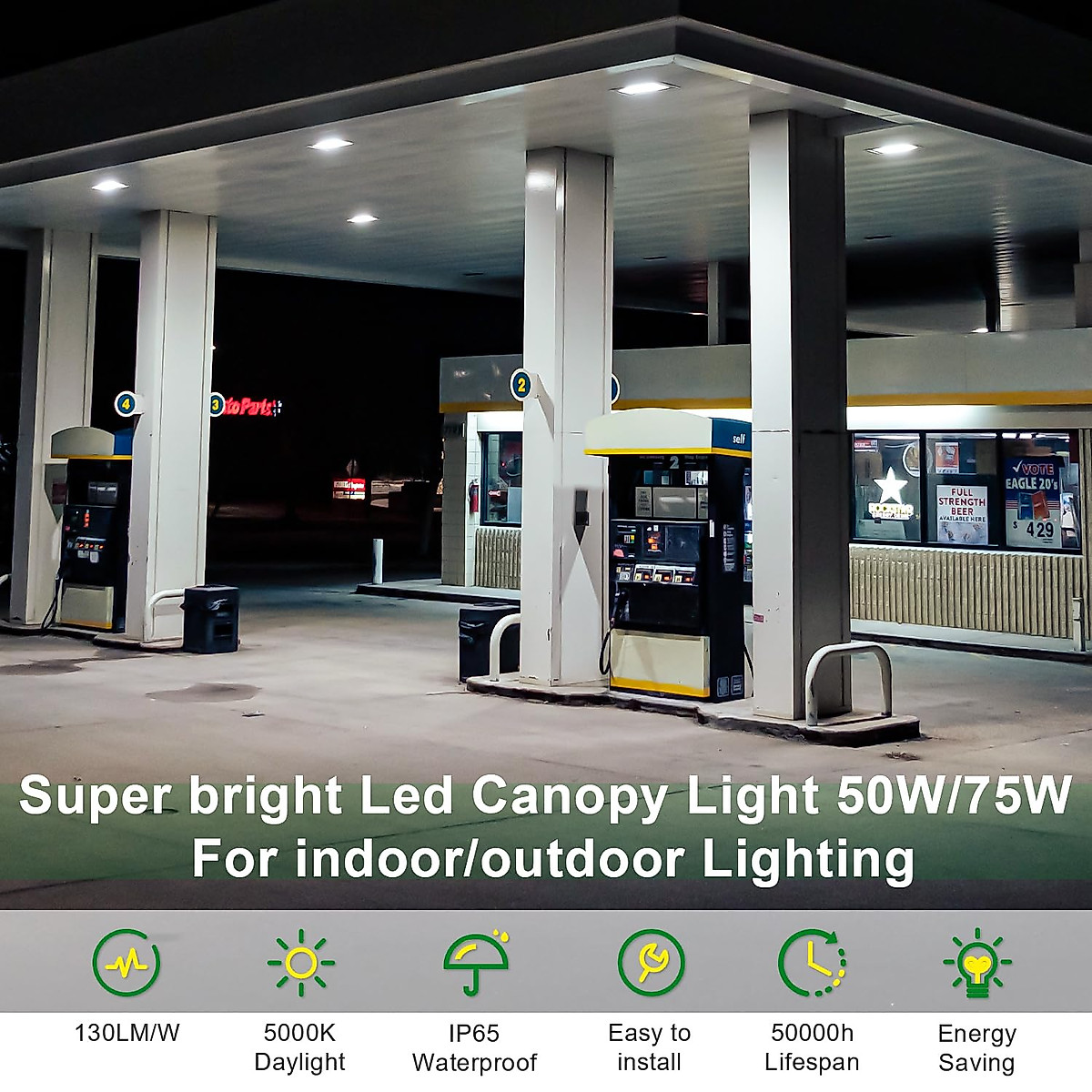 80W/60W/40W Power Selectable LED Canopy Garage Light with 3CCT (3500K/4000K/5000K), LED Parking Garage Lights 90-277V IP65 Commercial Residential Lights DLC (40W/ 60W/80W Power Selectable -1 PACK)