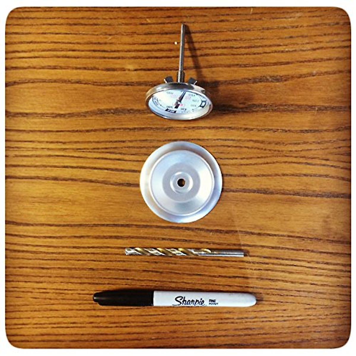 PK Grills Tel-Tru BBQ Grill Thermometer Outdoor Grilling Temperature Gauge Kit, Includes Charcoal/Smoker Thermometer Probe, Wing Nut, and Silver Flashing, PK99085