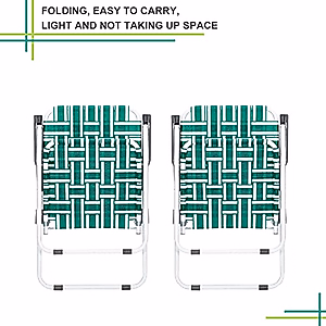 AFFAVON Webbed Patio Lawn Chairs Beach Chairs 2 Packs - Lightweight, Sturdy, Comfortable, Portable, and Stylish Folding Chairs for Yard, Garden (Light Green)