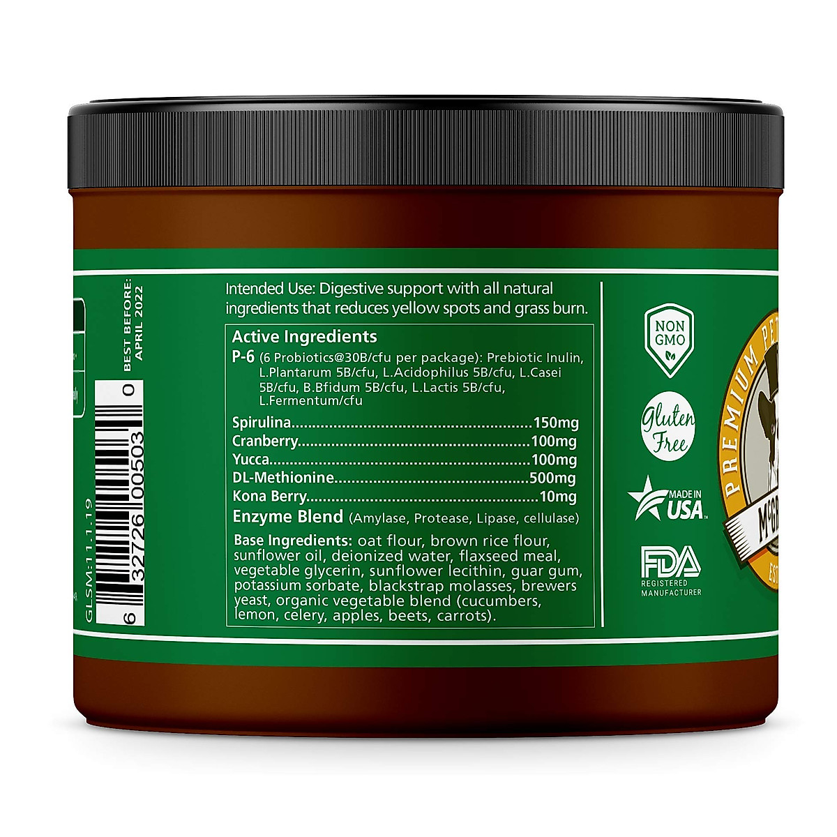 Mcgrupps Green Lawn Chews for Dogs - Grass Burn Relief for Yellow Lawn Spots Caused by Dog Urine -Cranberry for Urinary Tract & Bladder + Digestive Enzymes - Made in The USA -130 Ct