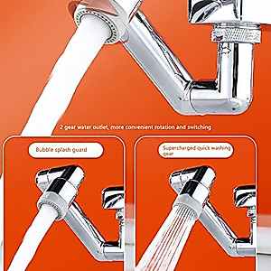 Faucet Extender, Large Angle Rotating Splash Filter Faucet ABS Telescopic Swivel Faucet Tap Extension for Kitchen Wash Basin