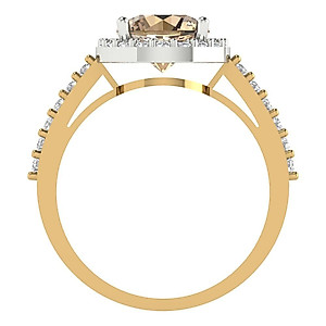 Clara Pucci 2.45 ct Round Cut Solitaire accent Halo Yellow Moissanite Designer Statement Ring 14k Yellow & White Gold 10.5