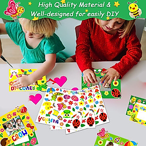 30 Packs Spring Craft Kits for Kids Springtime DIY Picture Frame Craft Flower Bee Butterfly Easter Art Craft Mothers Day Craft Party Favors Home Classroom Game Activities Bulletin Board Decoration