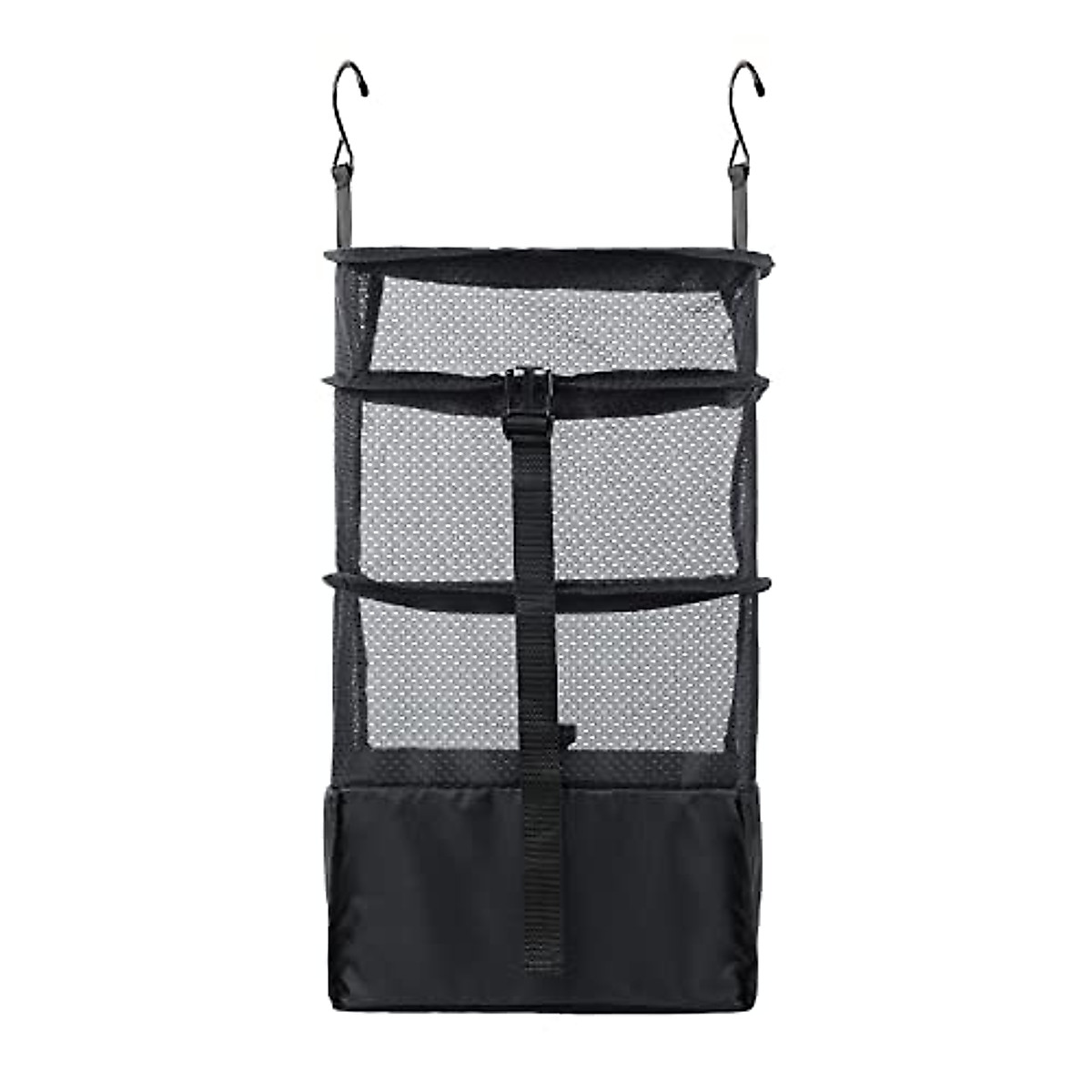 Surblue Hanging Closet Storage Bag Collapsible 3-Shelf Washable Oxford Fabric with 2 Hooks (L 11.41 * 11.41 * 19.68in, Black)