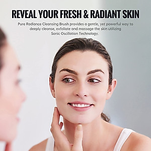 Electric Vibrating Sonic Facial Brush Cleansing Waterproof for Skin Face Exfoliating Removing Blackhead Deep Cleaning with 2 Working Speed of Men and Women