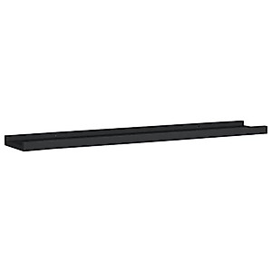 Natulvd Wall Shelves with Ledge, 31.5 Inch Floating Picture Ledge Shelf Set of 2, Narrow Wall Mounted Shelf for Decor and Display, for Bedroom, Living Room, Bathroom, Black