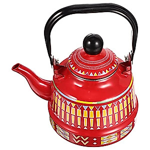 MAXBUS Enamel Tea Kettle Enamel Teapot Hot Water Kettle Pot Stovetop Safe Teapot with Handle Water Heating Pot Coffee Kettle for Stovetop Induction Cooker Red (Color : Red)