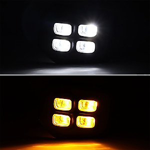 AMOPA Compatible with Toyota Tacoma SR SR5 Limited TRD Off-road Trd Sport 2016-2022 Driver Passenger White LED Daytime Running Light DRL Fog Lamp Bezel Amber Turn Signal Switchback Waterproof