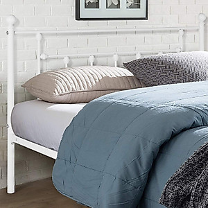 VECELO Full Size Metal Platform Bed Frame with Headboard and Footboard, Heavy Duty Slat Support/No Box Spring Needed Mattress Foundation/Underbed Storage Space, Victorian Style