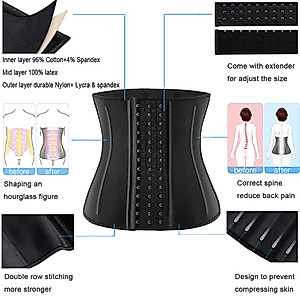 ECOWALSON Waist Trainer for Women Corset Cincher Body Shaper Girdle Trimmer with Steel Bones Extender