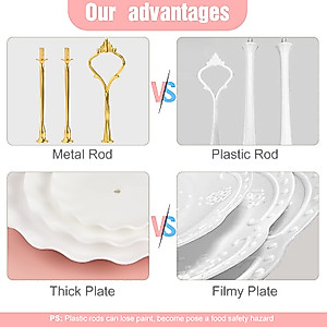 6 Pieces Cupcake Stand Set Cake Stands for Dessert Table Display Cup Cake Tier Stand Set with 3 Piece 3-Tier Cupcake Holder and 3 Pieces Appetizer Trays for Wedding Baby Shower Birthday Tea Party