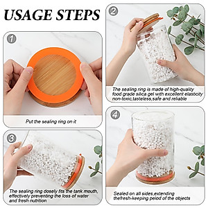 Molain 6Pcs Rubber Seals Rings for Glass Jars, Airtight Silicone Replacement Gasket for Jars Leak-proof Airtight Rubber Seal -3.7 Inches (Orange)