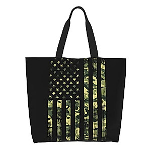 Gelxicu American Flag Shoulder Tote Bags AmericanCasual Bag Shoulder Handbags Shopping Grocery Bags