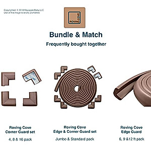 RovingCove Edge Corner Protector Baby Proofing (Large 18ft Edge 8 Corners), Hefty-Fit Heavy-Duty, Soft NBR Rubber Foam, Furniture Fireplace Safety Corner Edge Bumper Guard, 3M Adhesive, Coffee Brown